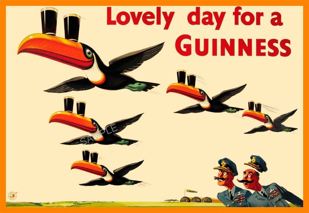 Vintage Guinness Poster Flypast Toucans
