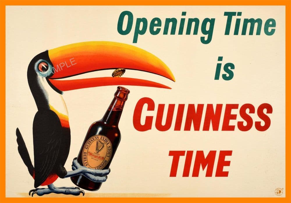 Vintage Guinness Poster - Opening time