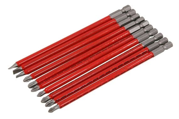 10Pc 150mm Non-Slip Magnetic Pozi Screwdriver Bit Set With Storage Box