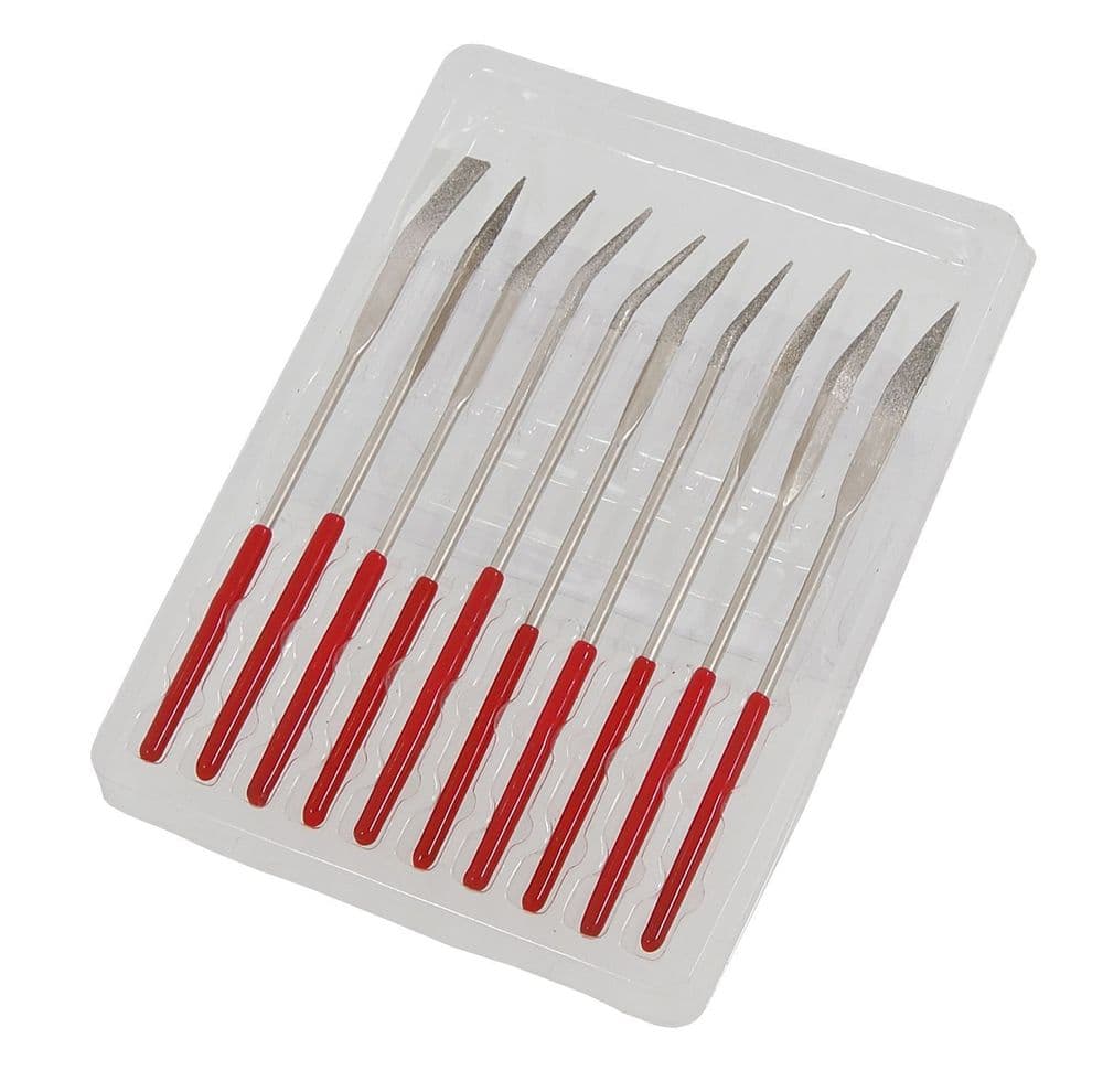 10Pc Mini Bent & Angled Needle File Set Precision Files - 140mm Long