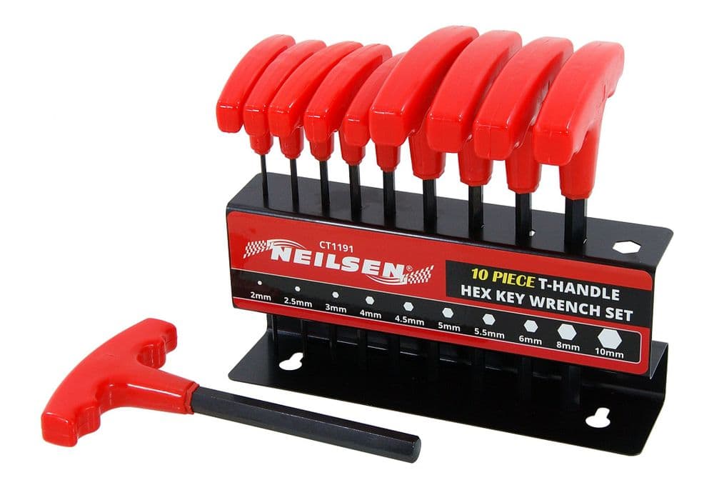 10Pc T Handle Hex / Allen Key Wrench Set Metric Size 2mm To 10mm On ...