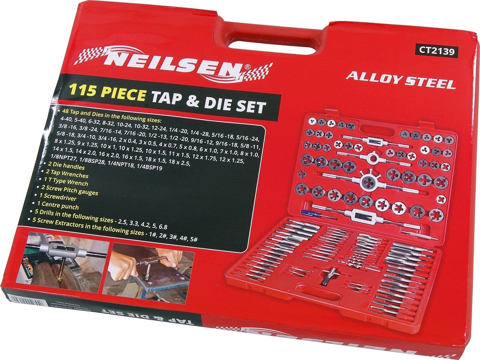 115Pc Tap And Die Set Metric & Imperial Thread Cutting Tool