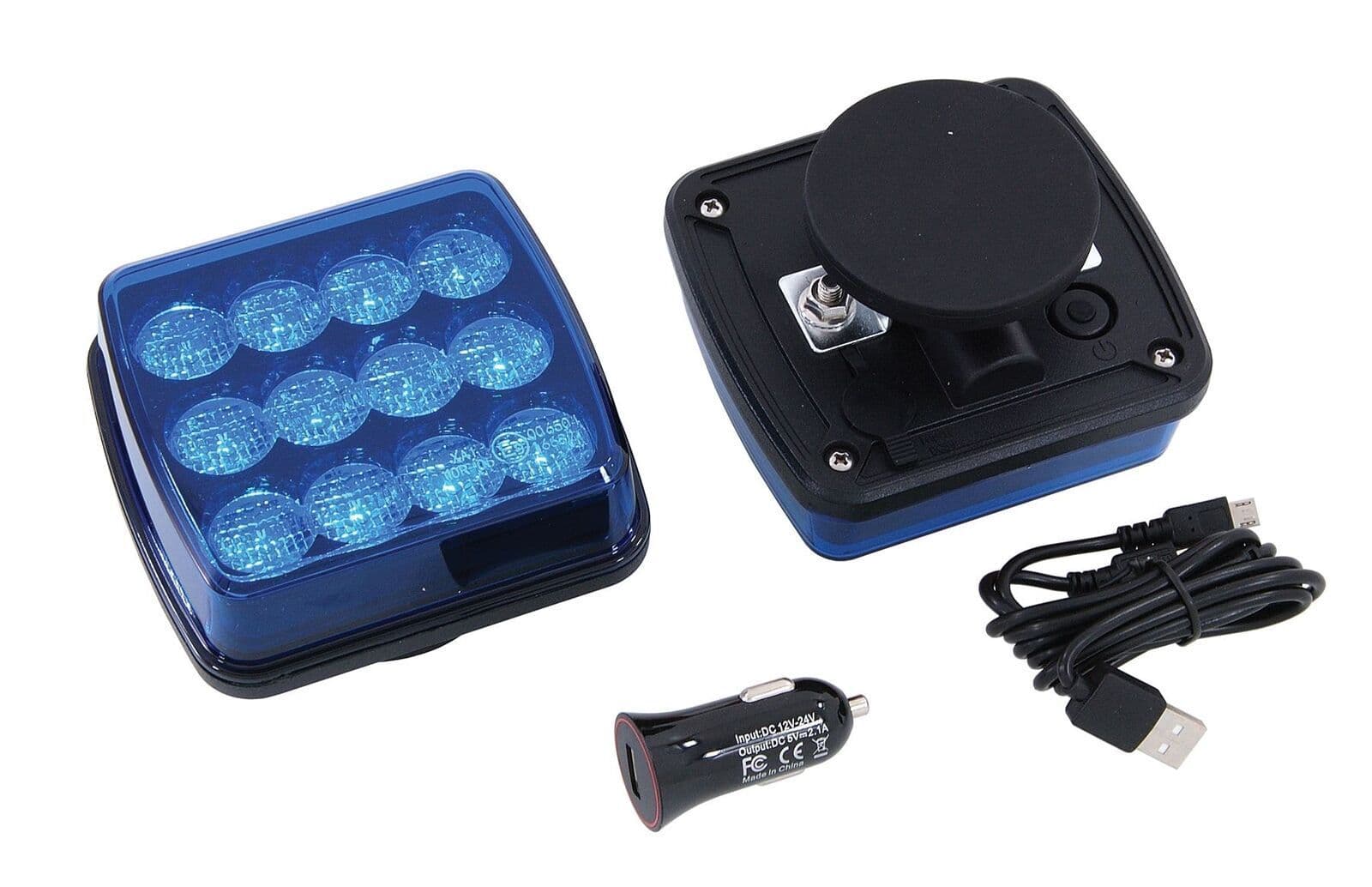 12 & 24V Wireless Led Blue Warning Lights - Magnetic & Rechargeable