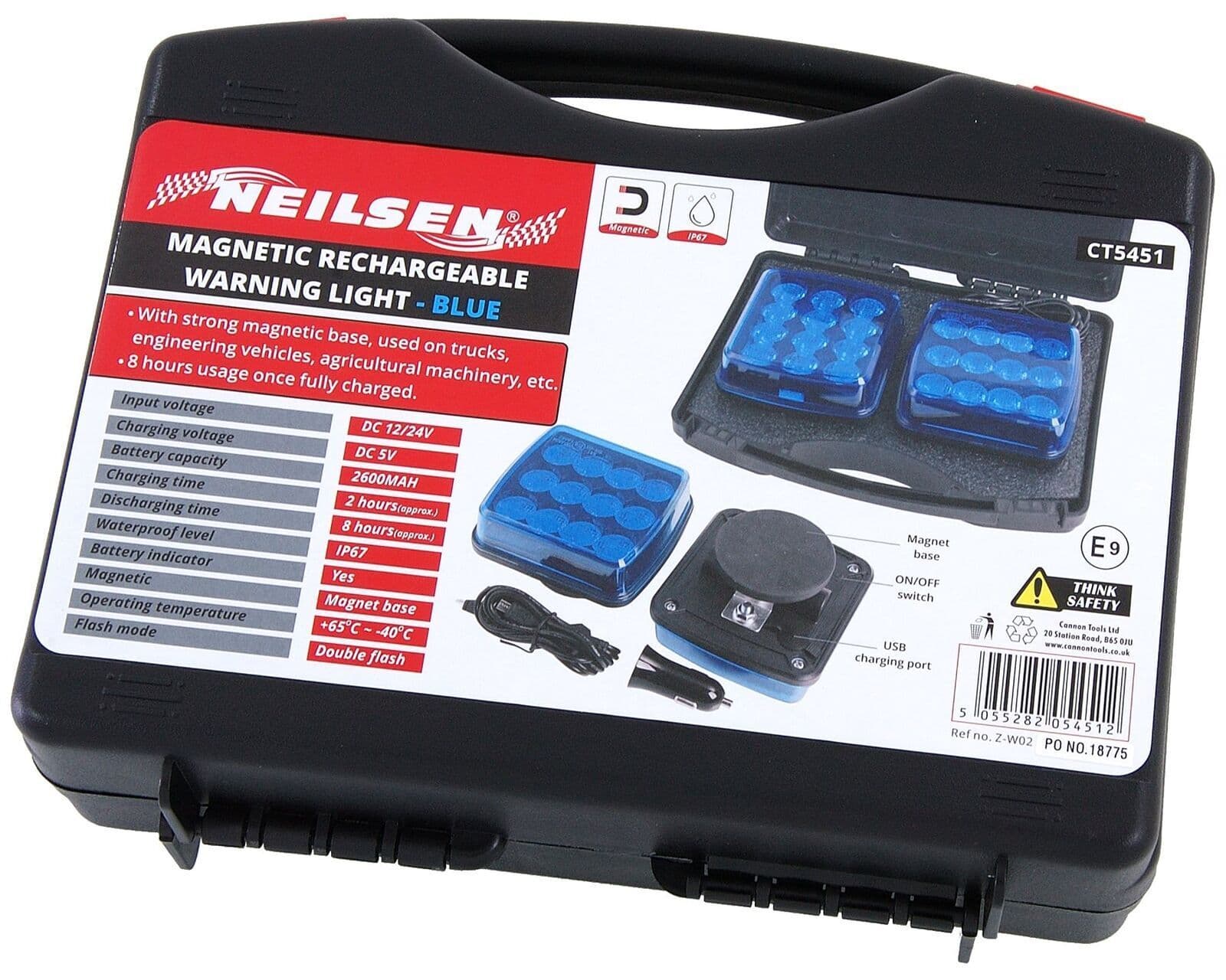 12 & 24V Wireless Led Blue Warning Lights - Magnetic & Rechargeable