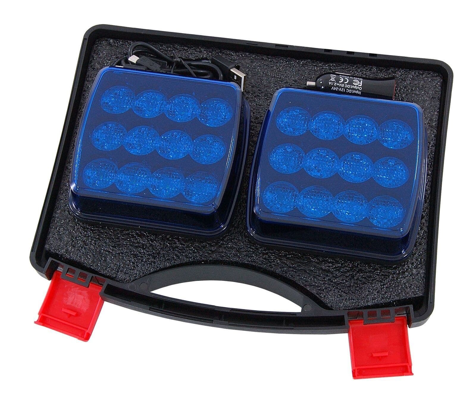 12 & 24V Wireless Led Blue Warning Lights - Magnetic & Rechargeable