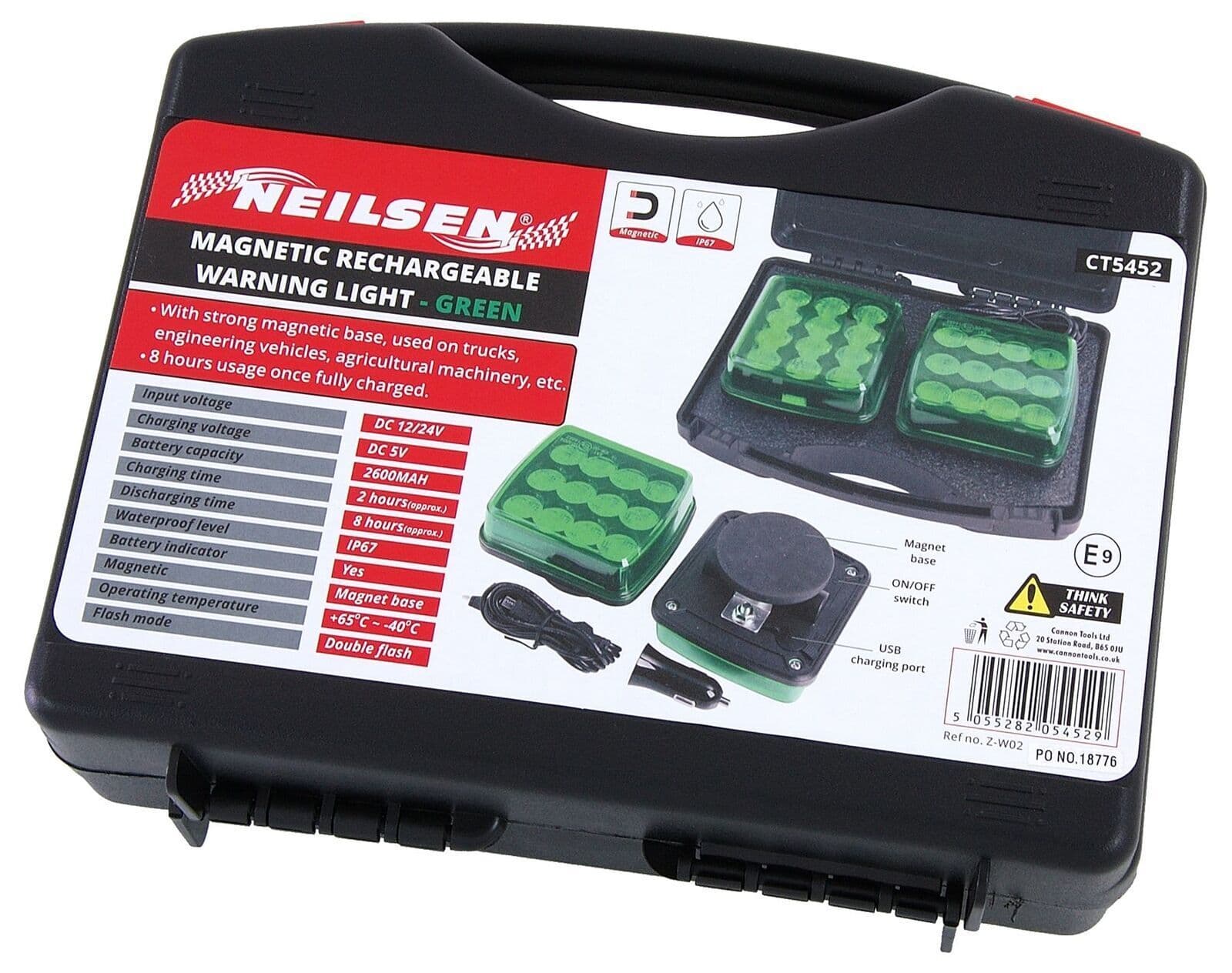 12 & 24V Wireless Led Green Warning Lights - Magnetic & Rechargeable