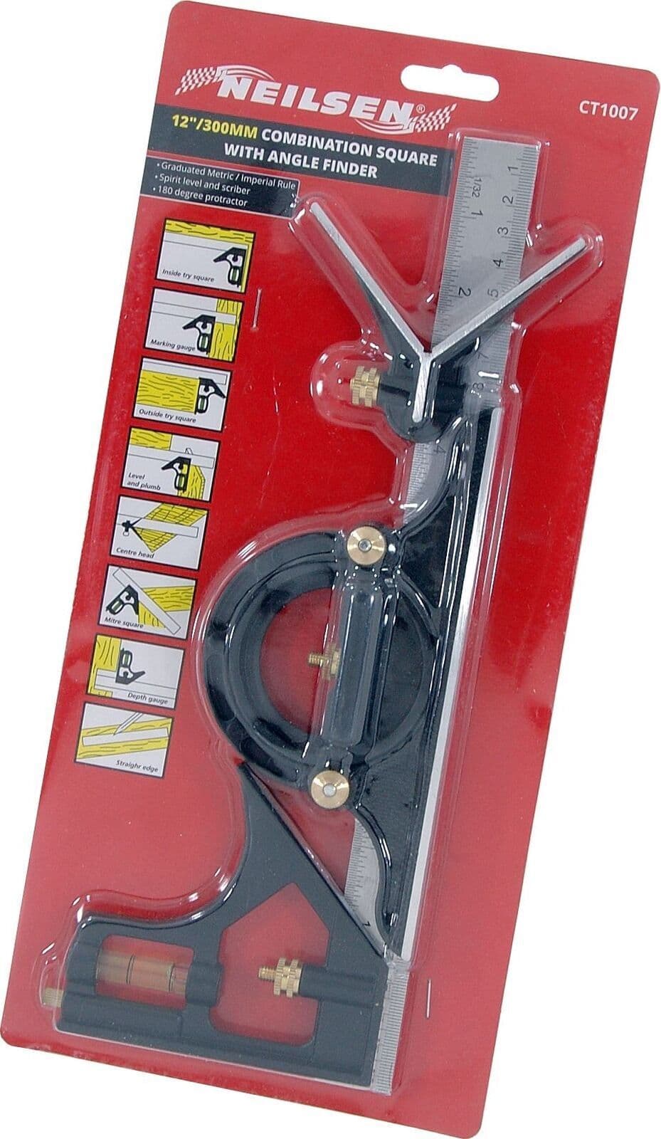 12" Metal Combination Square Angle Finder With A Ruler Level & Protractor