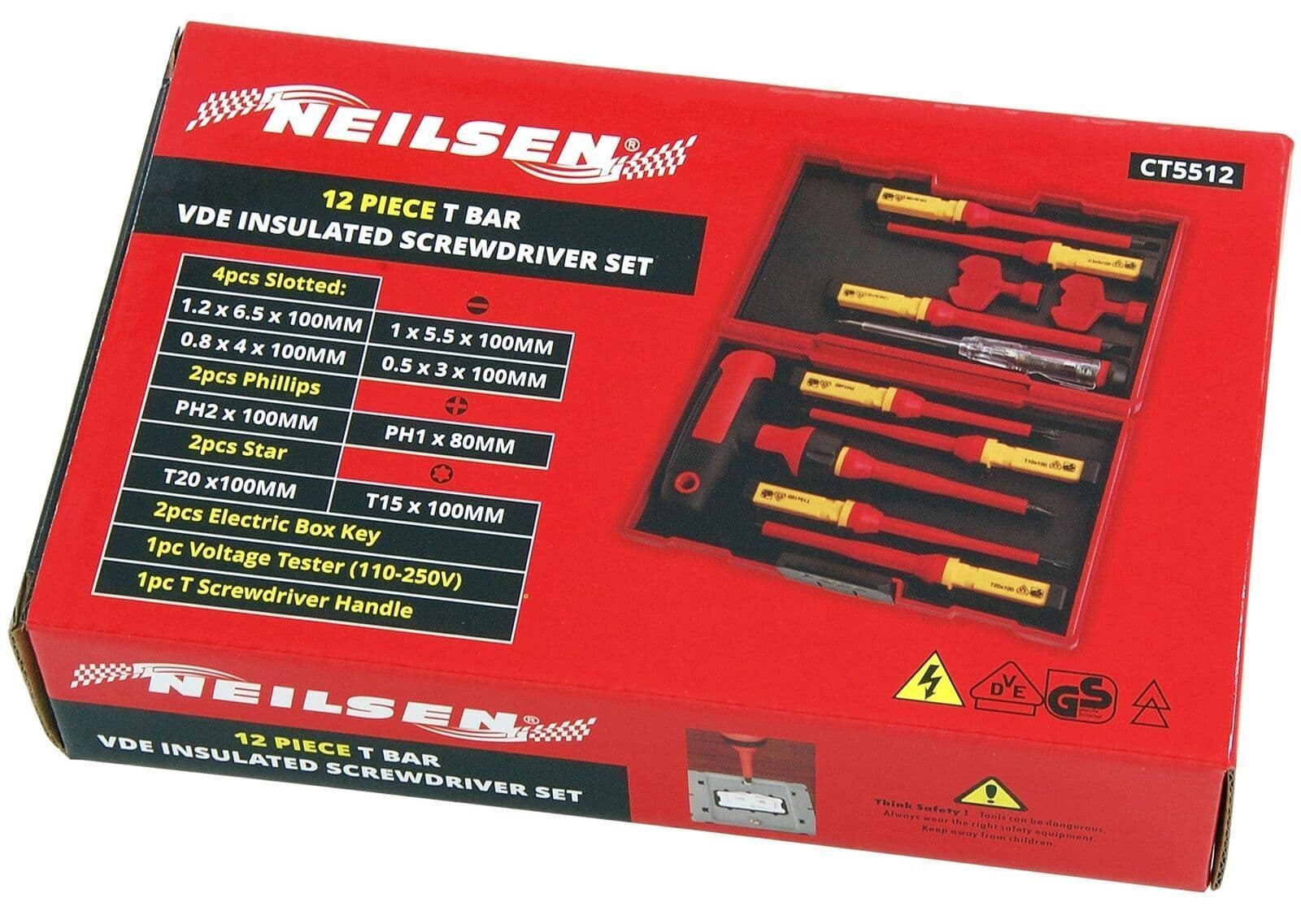 12Pcs T Bar Vde Insulated Screwdriver Set