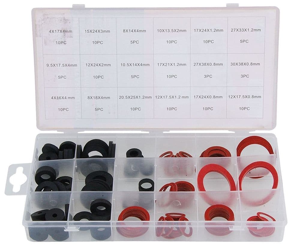 141 Piece Gasket O-Ring Assortment Rubber Fibre And Klingerith