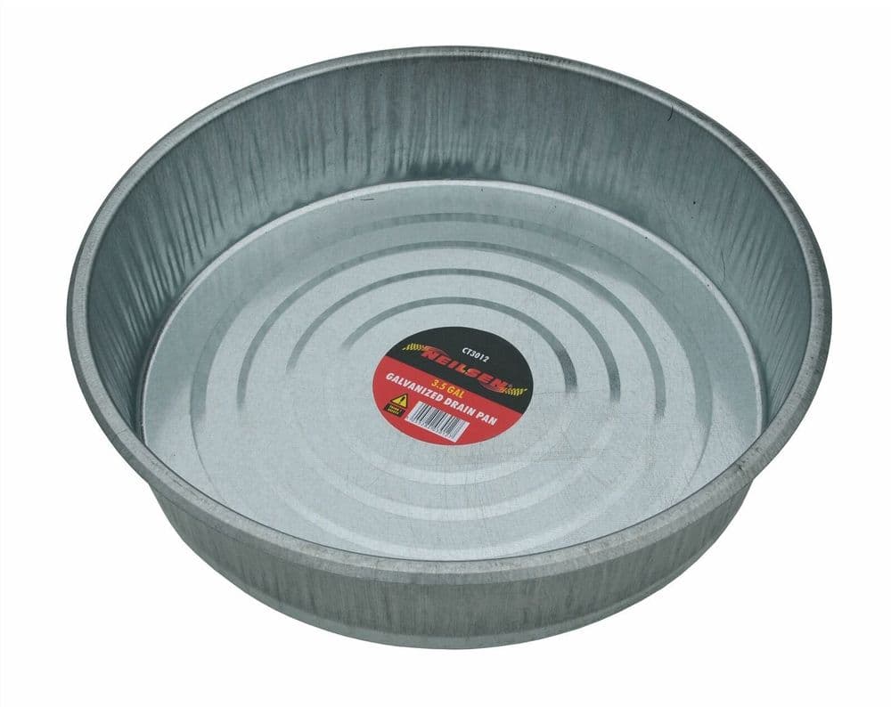 15 Litre Heavy Duty Galvanised Metal Oil Drain Pan 40Cm