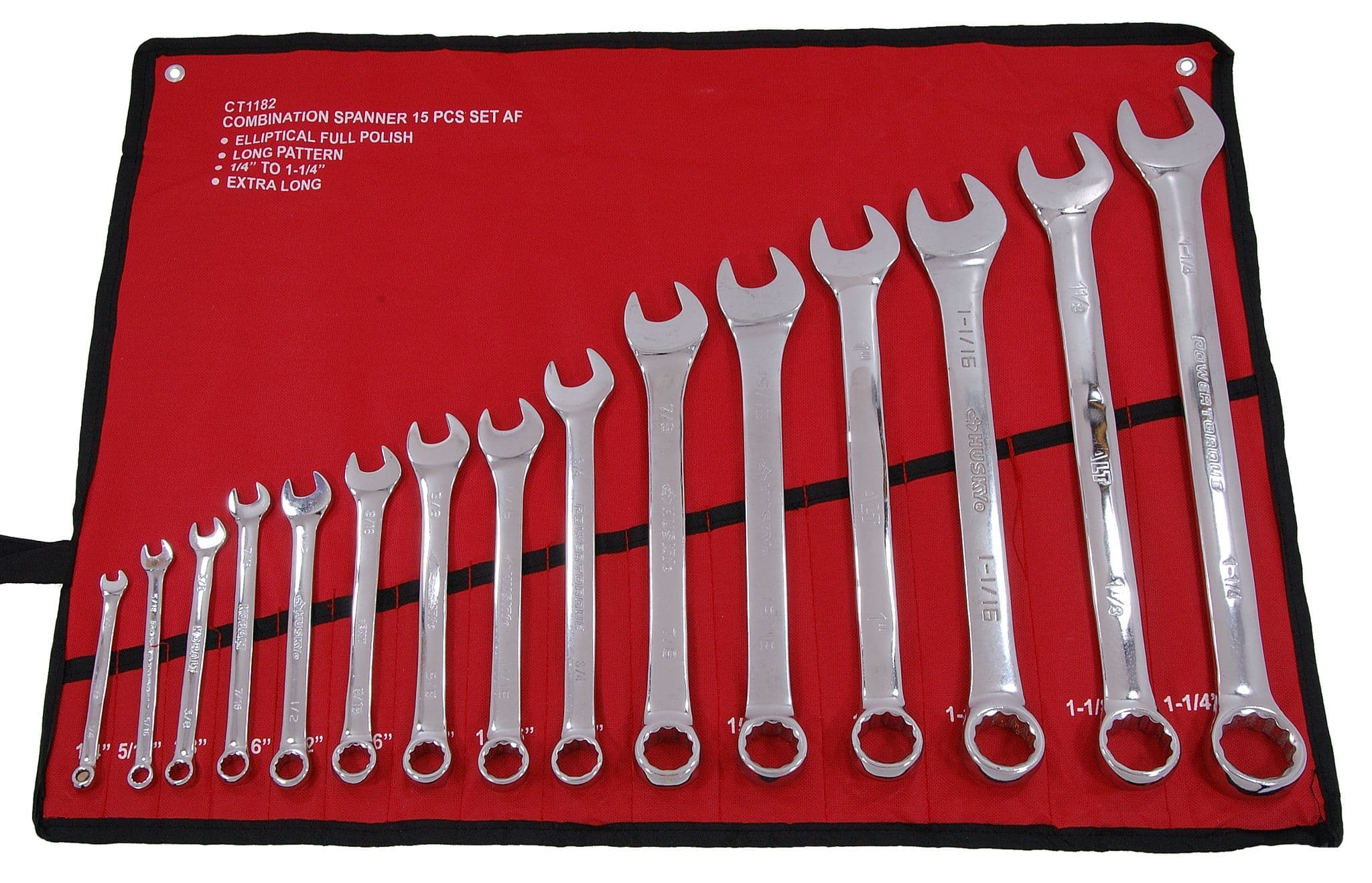 15 Piece Imperial Combination Spanner Set In A Tool Roll