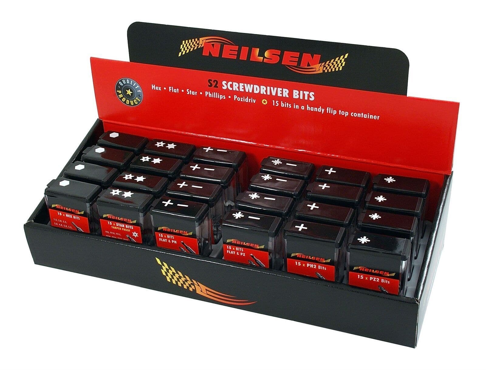 15Pc 25mm Ph And Flat Blade Screwdriver Bit Box Phillips Drive Bits