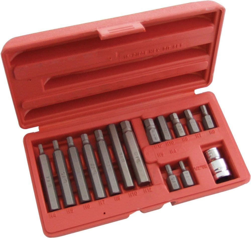 15Pc Metric 1/2" Drive Hex Allen Allan Wrench Key Socket Bit Set