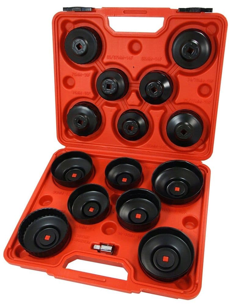 16 Pc Socket Type Oil Filter Removal Puller Cup Tool Kit Set Adaptor ...