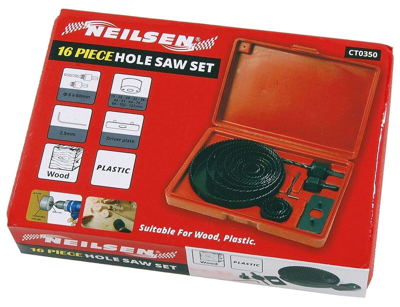 16Pc Hole Saw Cutter Set Kit 19-64mm Wood Metal Alloys