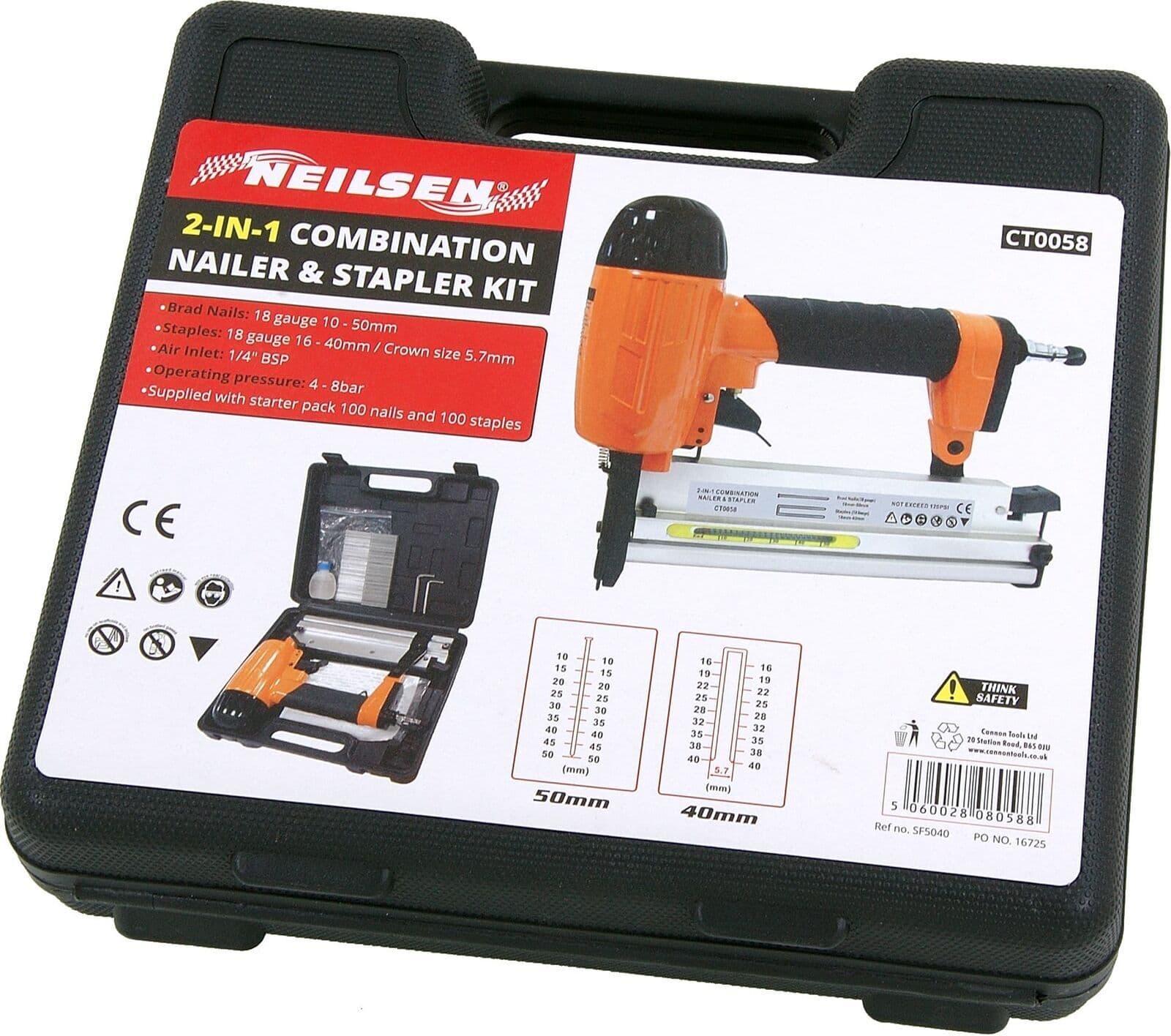 2-In-1 Air Powered Nail & Staple Gun Set - Nailer Stapler With Accessories