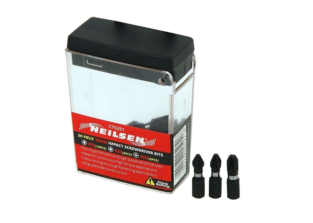 20Pc Impact Bit Set Drill Driver Screwdriver Bits 25mm Pozi Drive