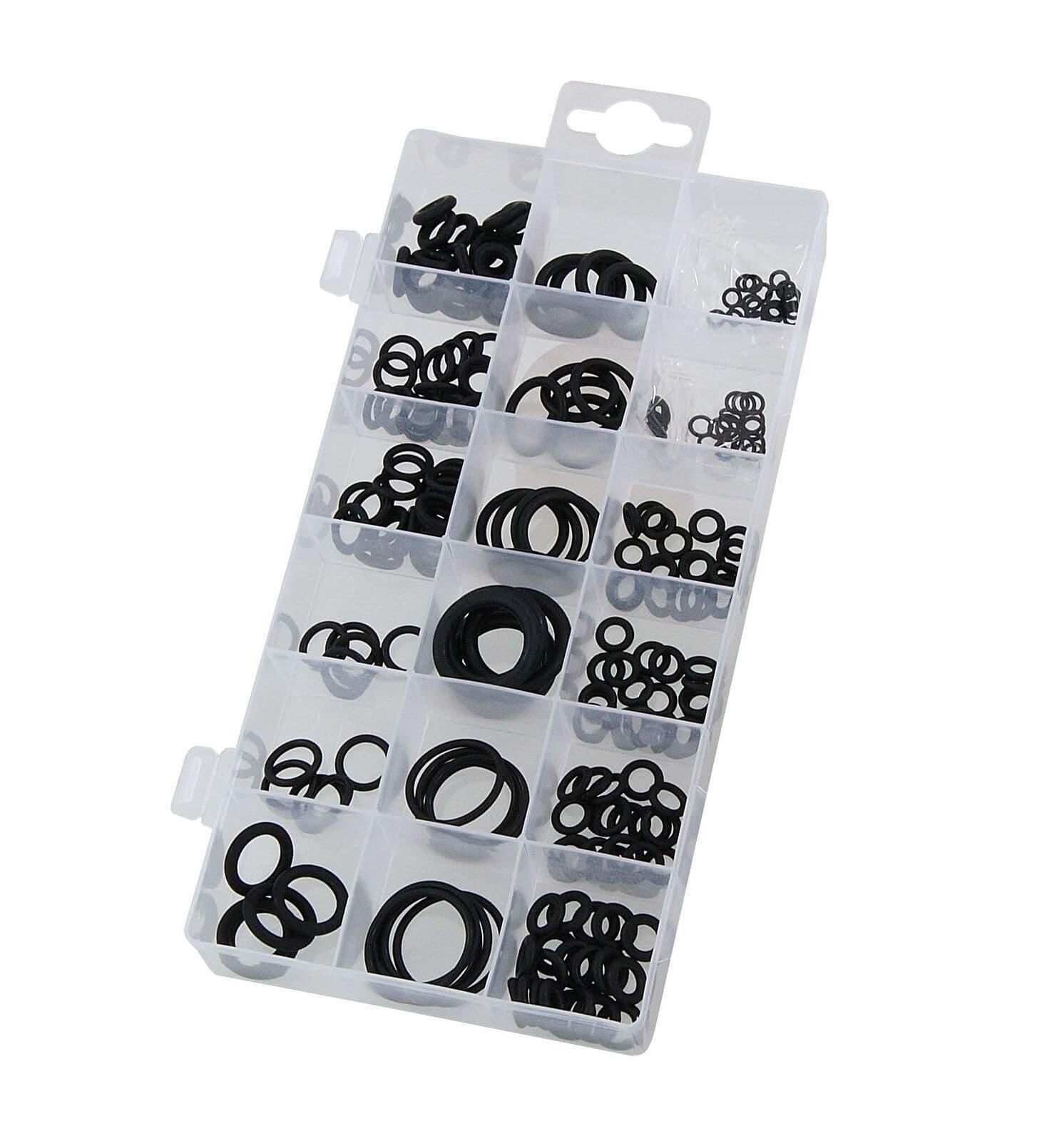 225Pc Assorted O Ring Set Black Rubber Seals Sink Tap Washers