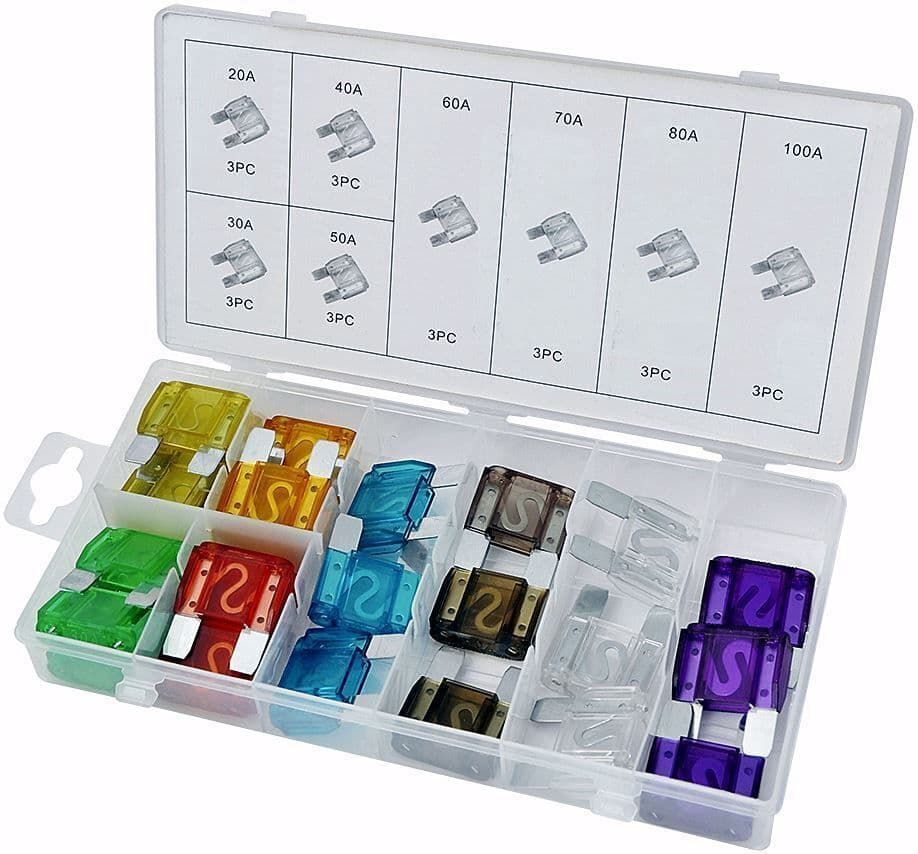 24Pc Max Large Blade Fuse Assortment Set 20 100A Automotive Fuses Cars Vans
