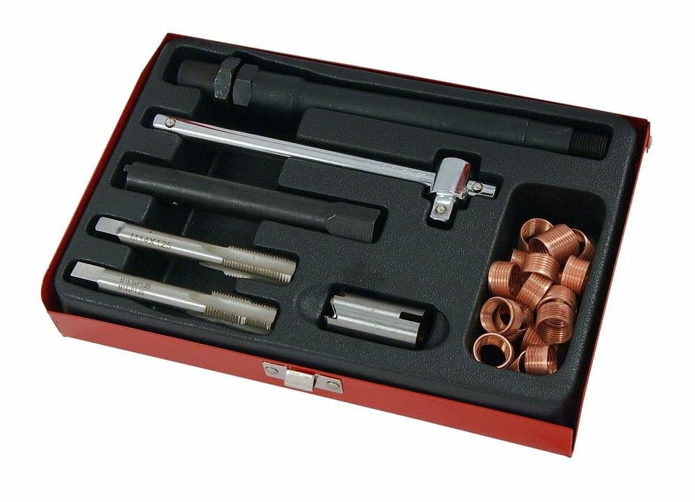 25 Piece Spark Plug Thread Repair Kit M14 X 1 25 With Metal Case