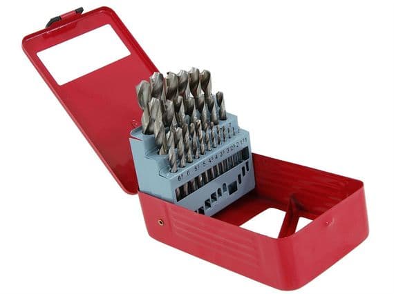 25Pc Hss Metal Drill Bit Set In A Case Titanium Coated - 1mm To 13mm