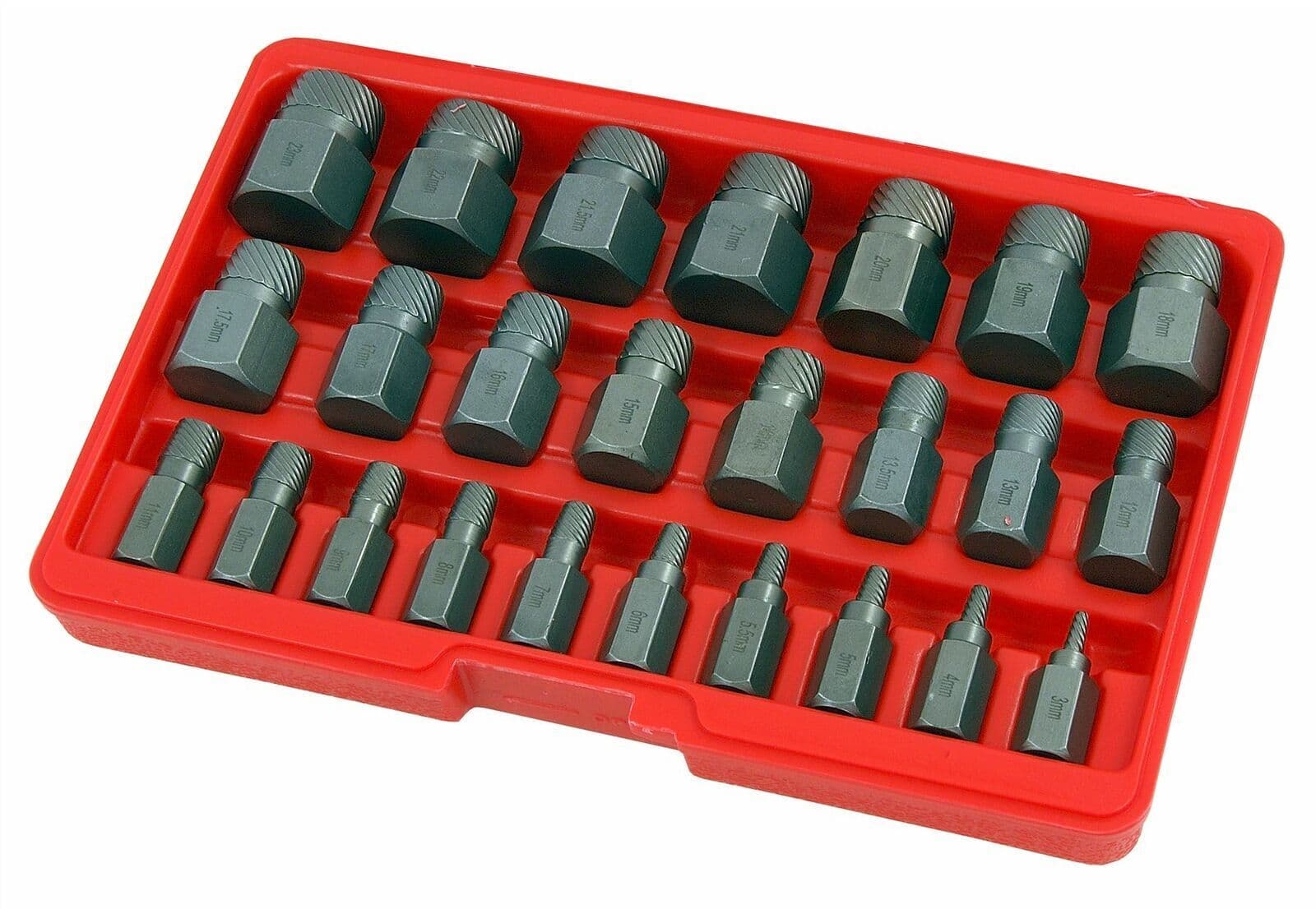 25Pc Multi Spline Screw Extractor Set Broken Stud Bolt Removal Hex Head