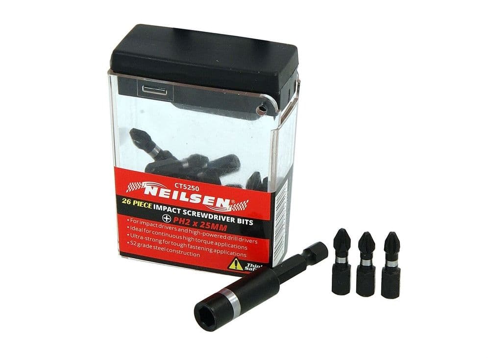 26Pc Impact Bit Holder Set Drill Driver Screwdriver 25mm Ph2 Pozi Drive