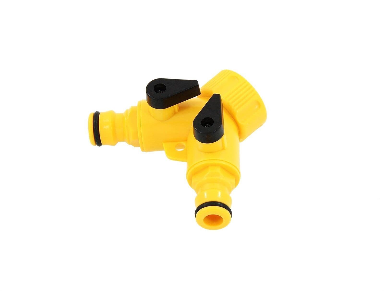3 Way Hose Pipe Tap Adaptor / Connector With 2 Male Outlets With Shut ...
