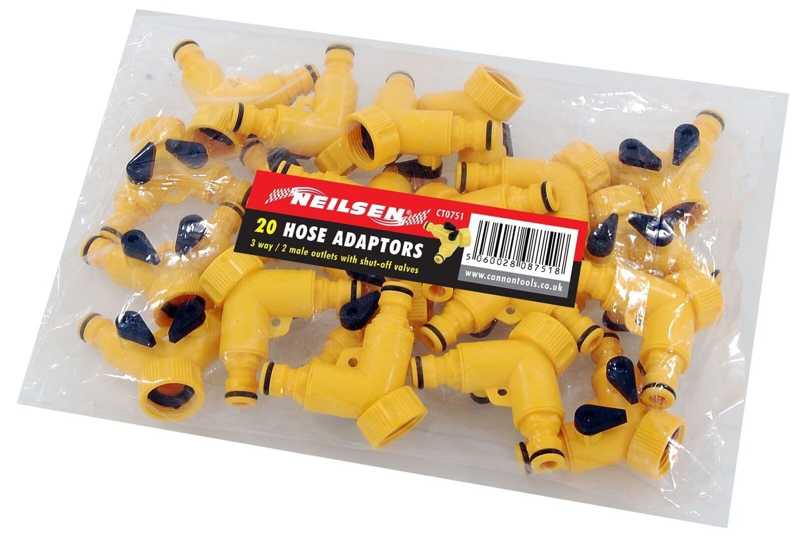 3 Way Hose Pipe Tap Adaptor / Connector With 2 Male Outlets With Shut ...