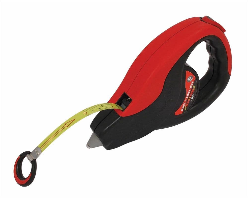 30M Auto-Return Steel Tape Measure 100Ft Long Reel Surveyors Measuring
