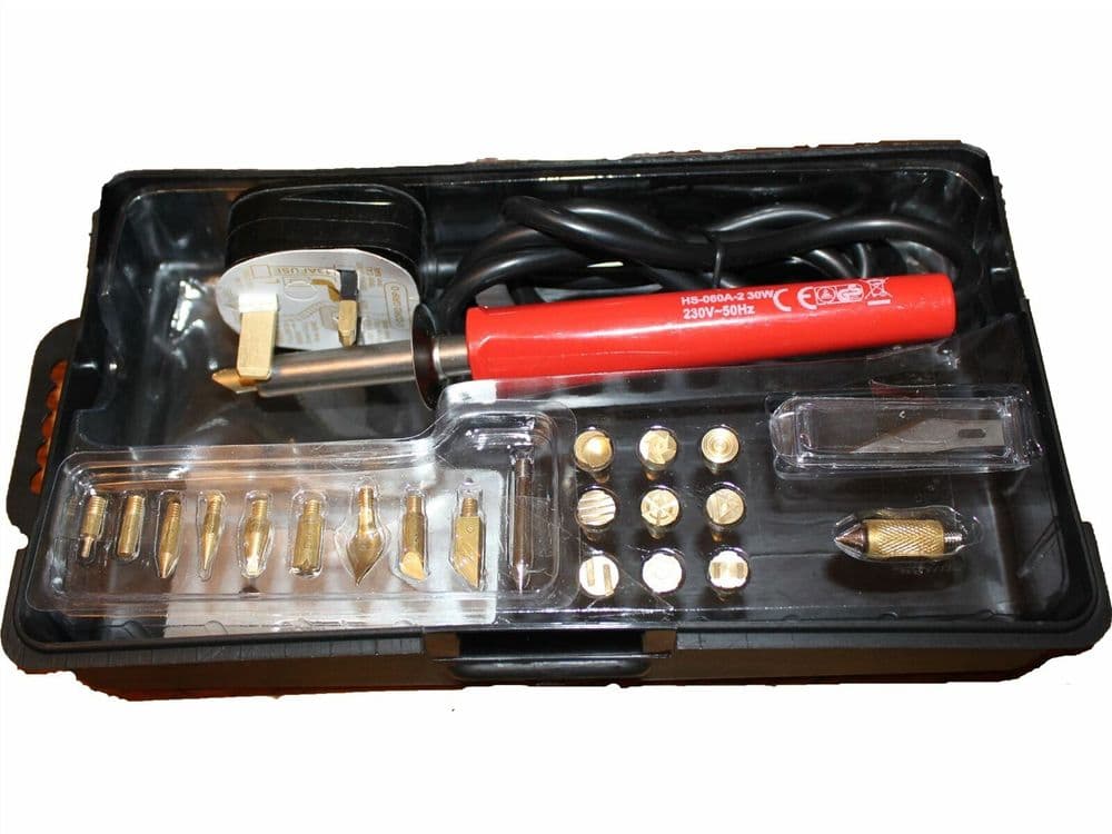 30W Pyrography Tool Wood Burning Craft Woodburning Pen With 24 Tips Stand