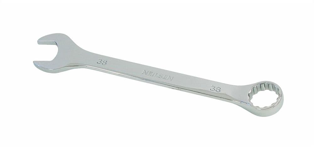 38mm Jumbo Combination Open End & Ring Spanner Fully Polished Finish