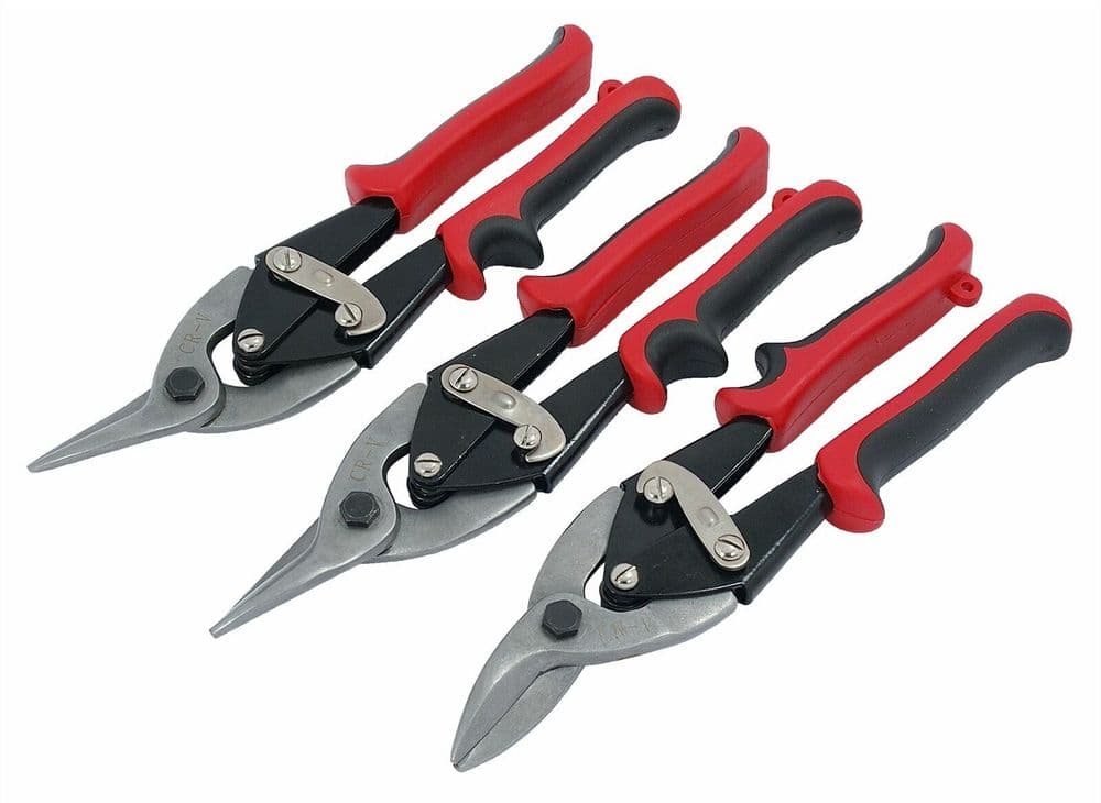 3Pc Aviation Tin Snips Set Sheet Metal Cutters
