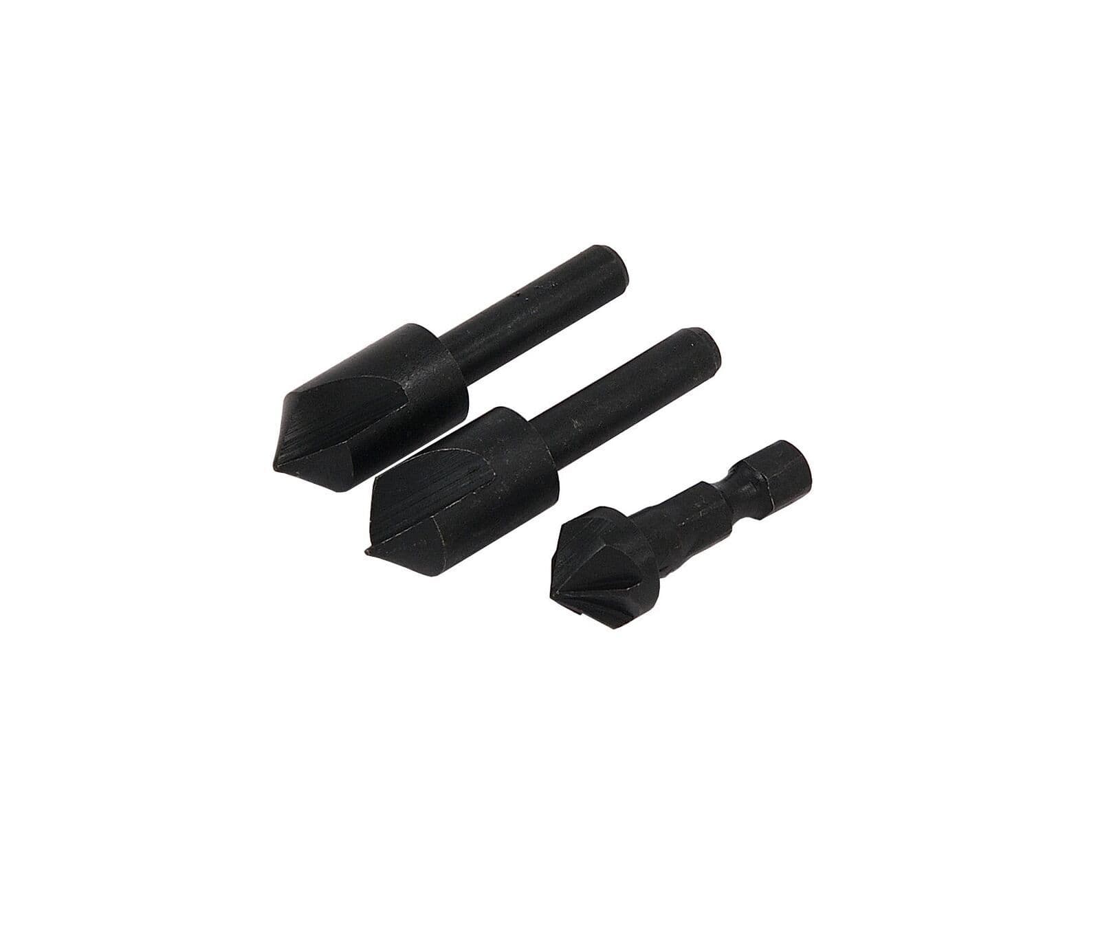 3Pc Hex Shank Countersink Bit Set For Metal Wood & Plastic