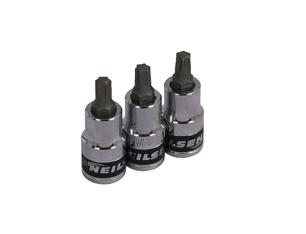3Pc T45 Torx Socket Star Bit 1/2"Drive