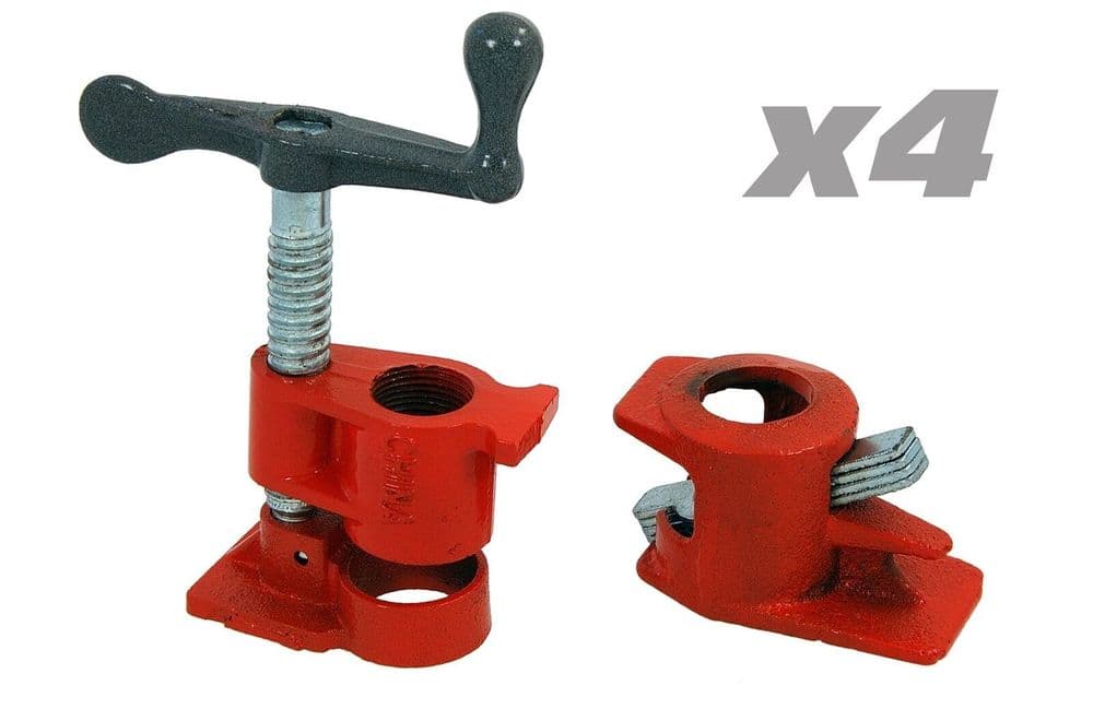 4 Pack 3/4" Wood Gluing Pipe Clamp Set Cast Iron