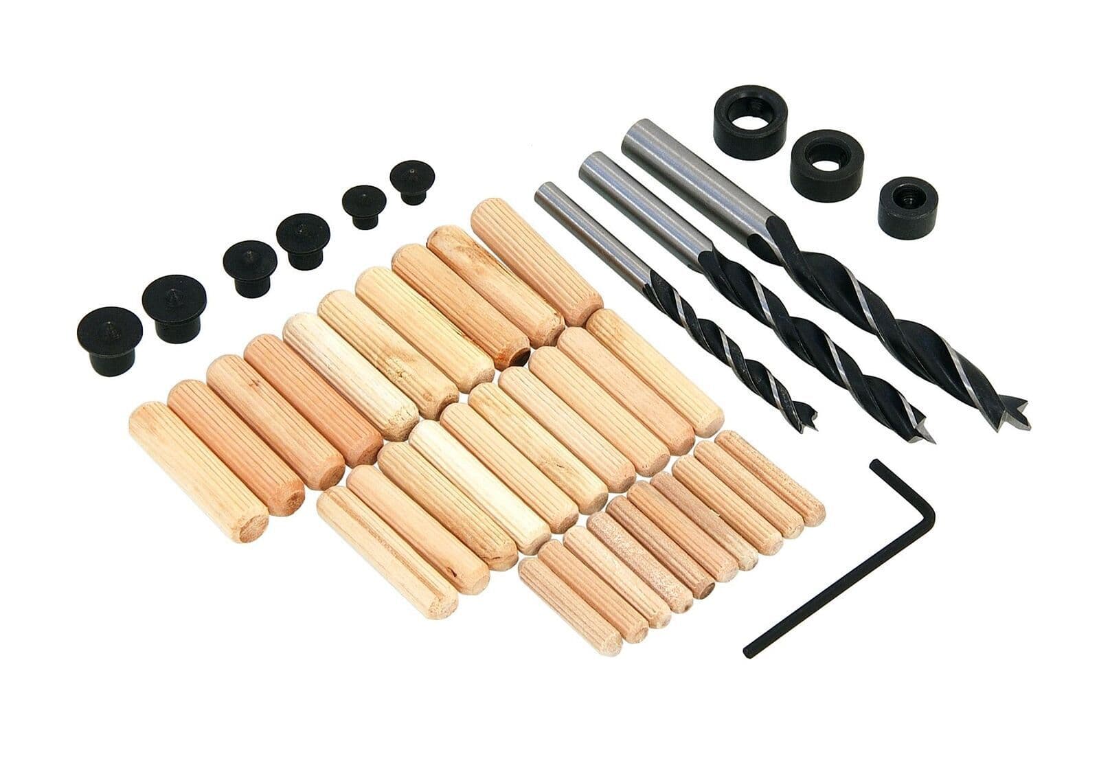 43Pc Wooden Dowel & Centre Point Set With 6 8 & 10mm Drill Bits