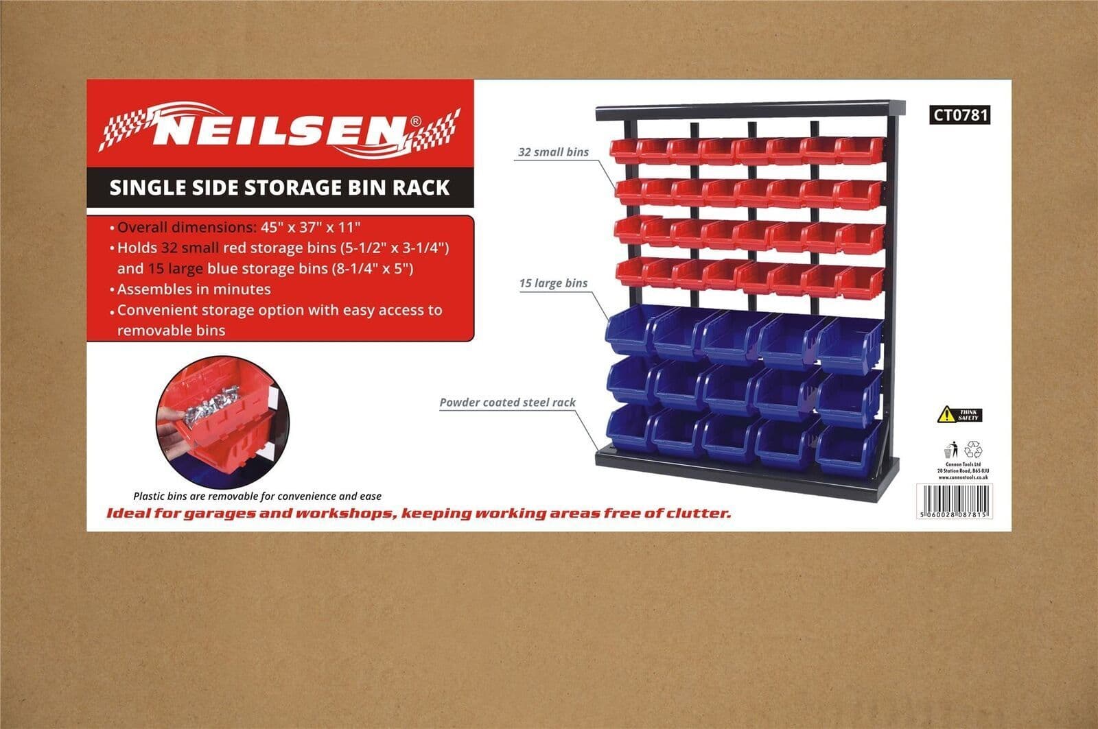 47Pc Storage Rack 32 Small Bins And 15 Large