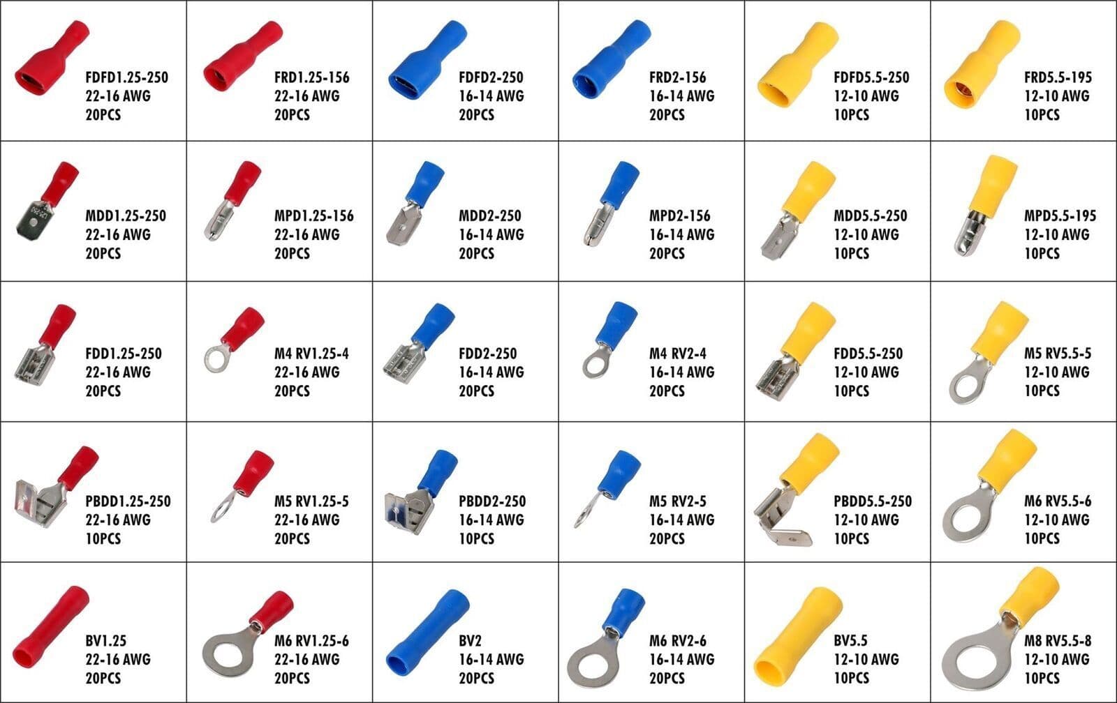 480Pcs Car Wire Assorted Insulated Electrical Terminals Connectors ...