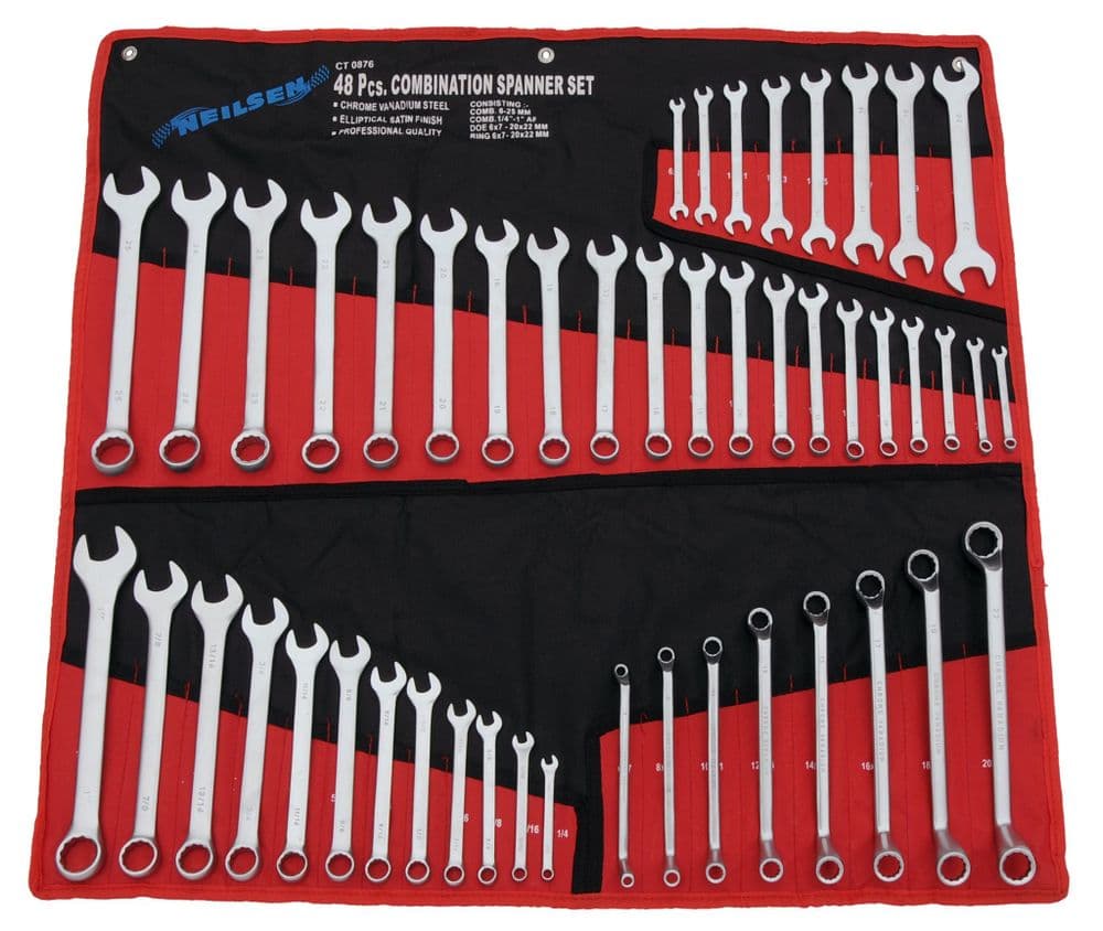 48Pc Metric Af Combination Ring Open End Spanner Workshop Garage Tool ...
