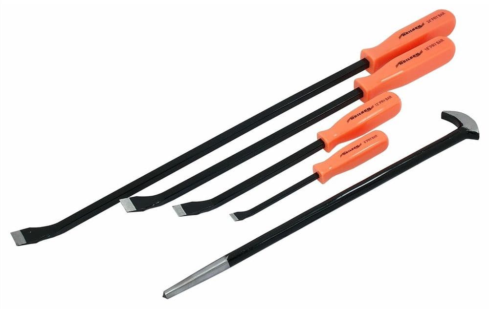 5 Pc Pry Bar Set Jumbo Heavy Duty Rolling Crow Bar Prying Puller Chisel