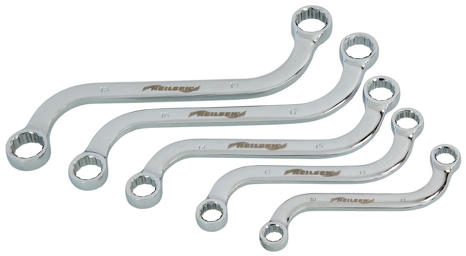 5 Piece S Shape Obstruction Ring Spanner Set - 10 11 12 13 14 15 16 17 ...