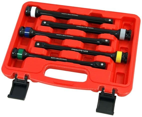 5Pc 1/2& x22; Dr Torque Limiting Sticks Socket Extension Bars