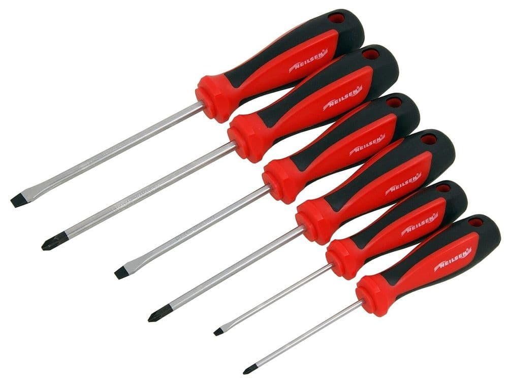 6 Piece Flat & Pozi Drive Screwdriver Set With Magnetic Tips
