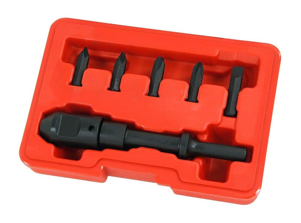 6Pc Impact Driver Bit Set For Use With Air Hammer Guns 5/16" Hex