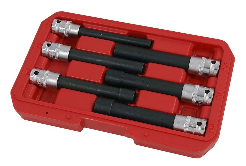 6Pc T-Star / E-Type Sockets Female Extra Long E10-20 For Cylinder Head
