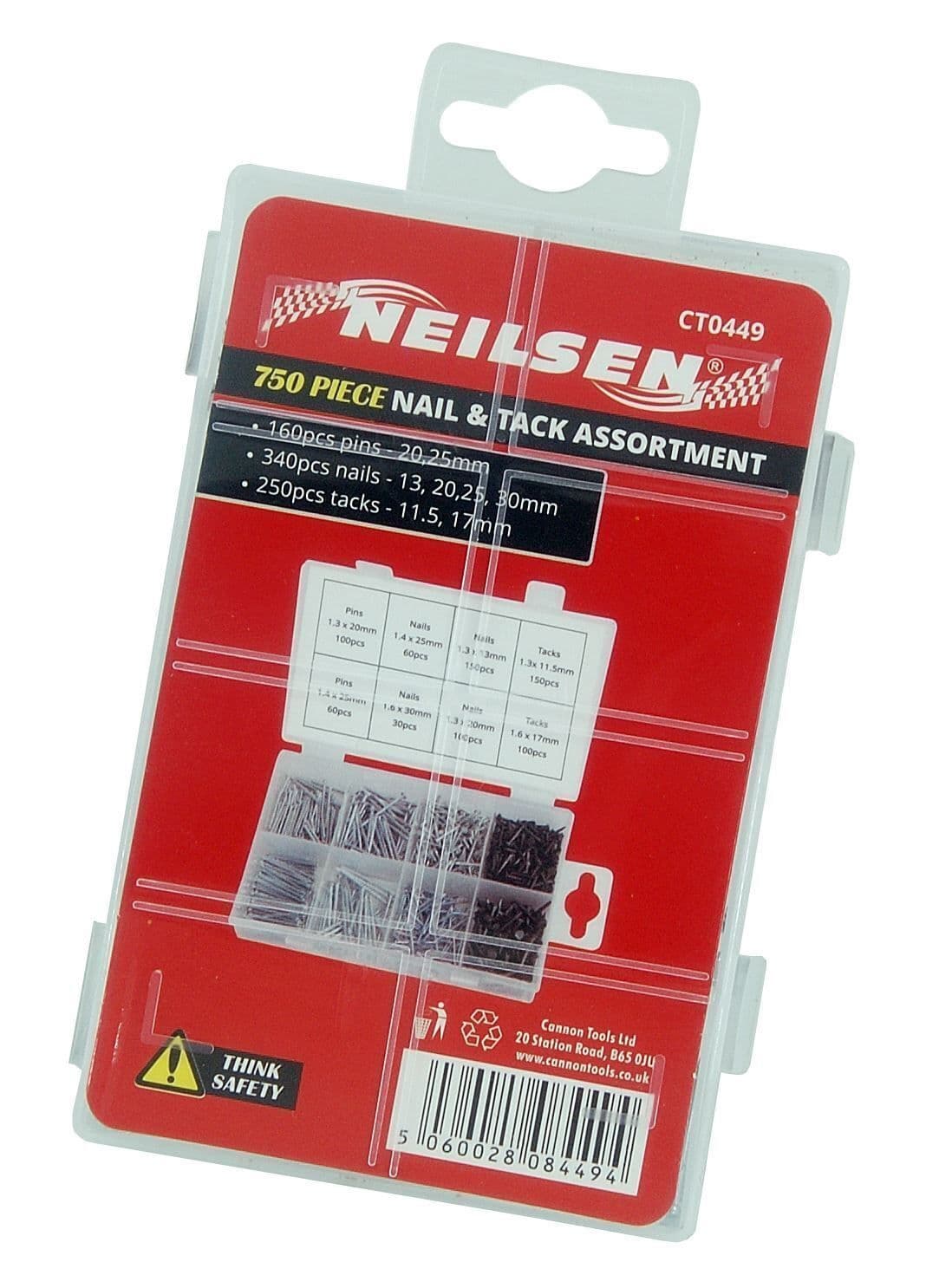 750Pc Assortment Box Of Nails And Tacks