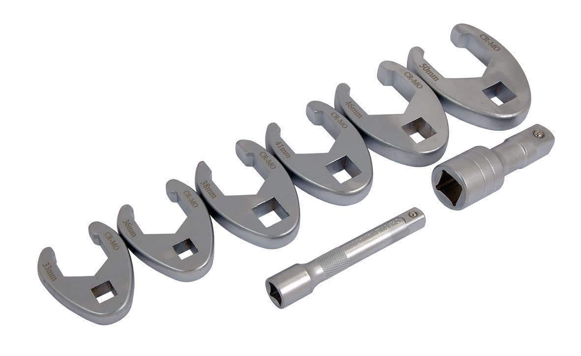 8 Pc 3/4" & 1/2" Flare Nut Crowfoot Wrench Set With Holder- Metric 33mm ...
