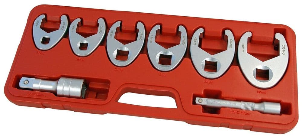 8 Pc 3/4" & 1/2" Flare Nut Crowfoot Wrench Set With Holder- Metric 33mm ...