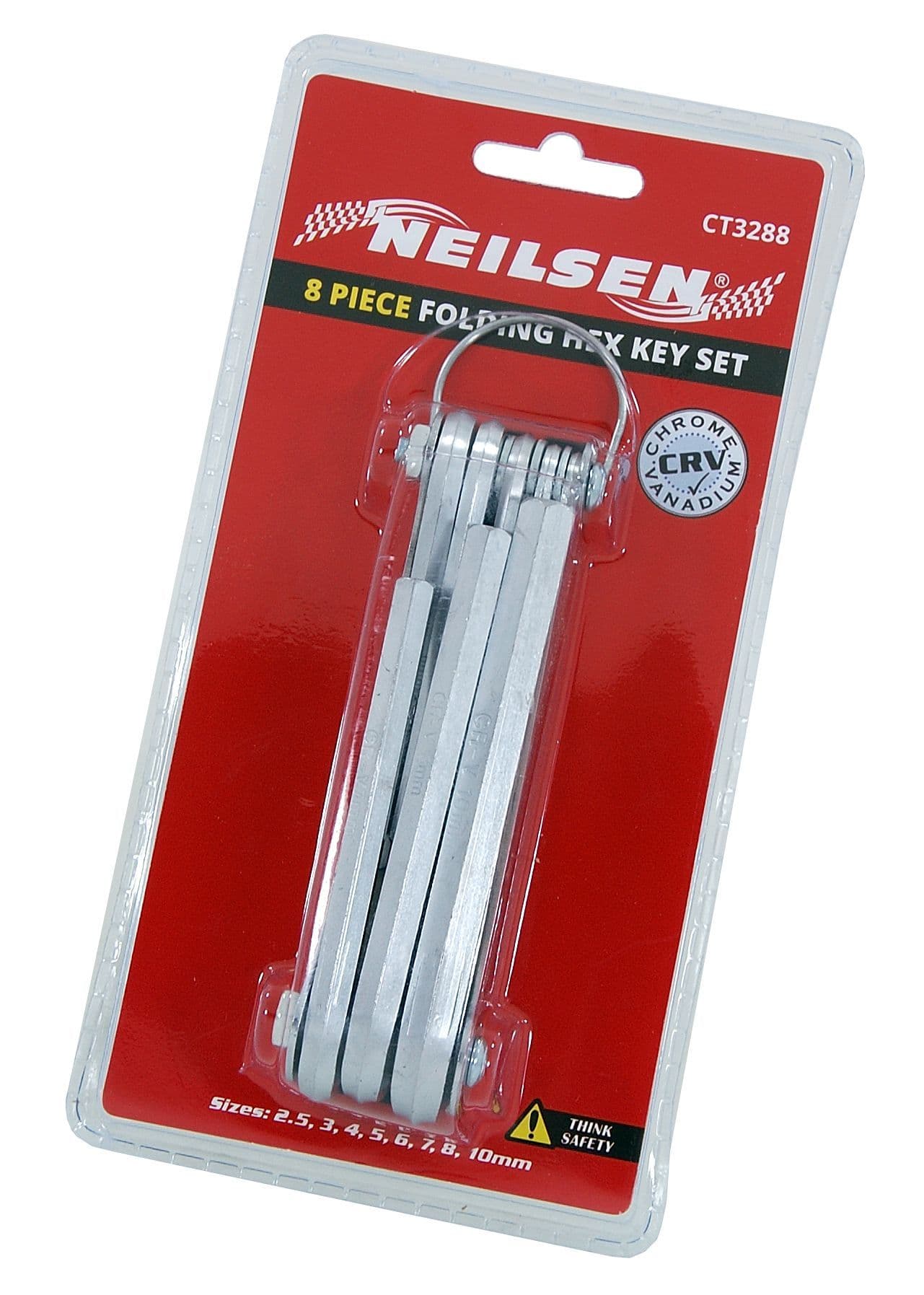 8 Piece Folding Hex Allen Key Tool Set 2 5 3 4 5 6 7 8 & 10mm